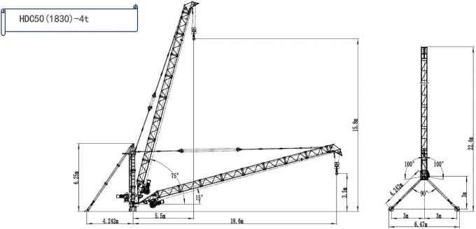 4000kg Derrick Tower Crane 18.6m Radium Derricks Construction